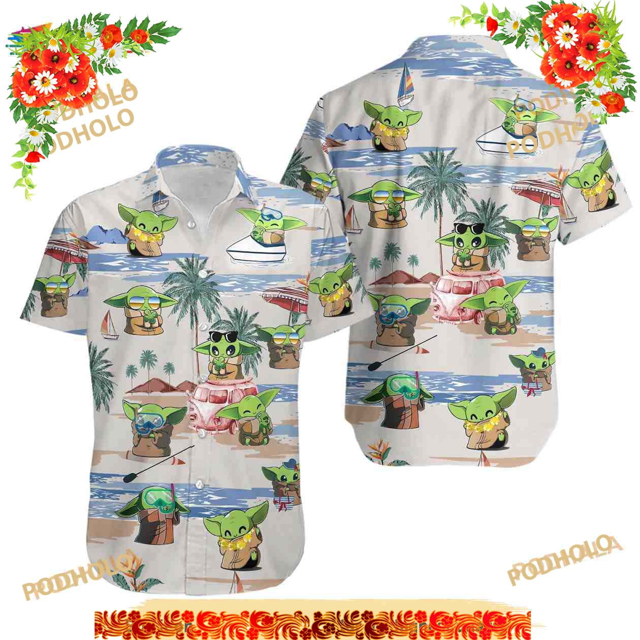 Baby Yoda Hawaiian Shirt, Yoda Grogu Beach Shirt, The Child Baby Yoda ...