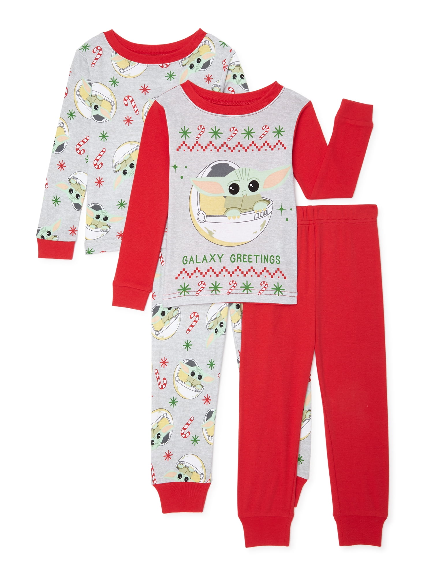 Star Wars Baby Yoda Holiday Toddler Boys Long Sleeve Cotton Pajamas ...