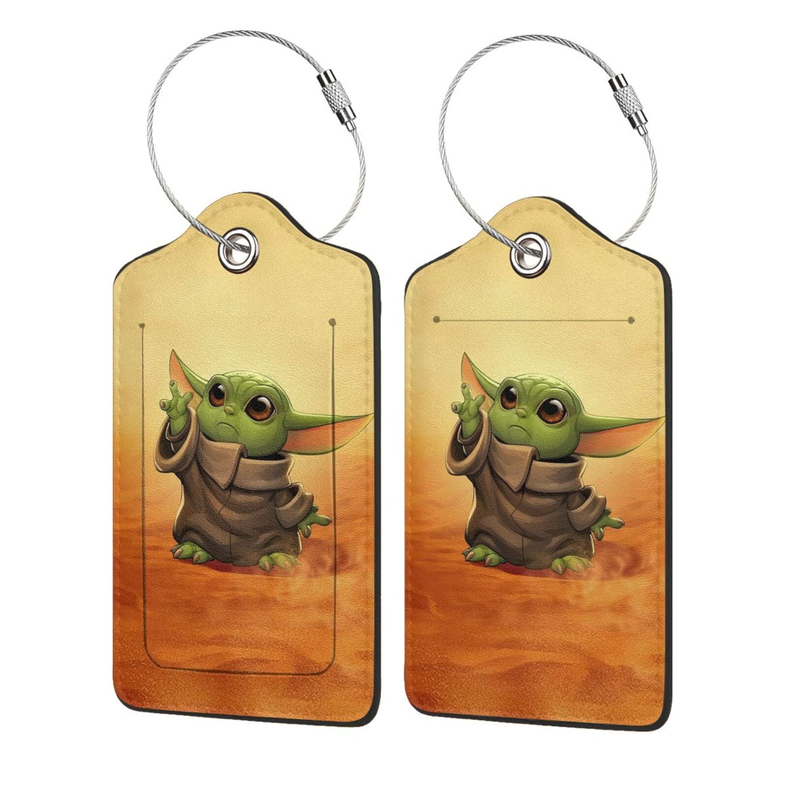 Baby-Yoda Leather Luggage Tag Privacy Cover Id Label With Stainless ...