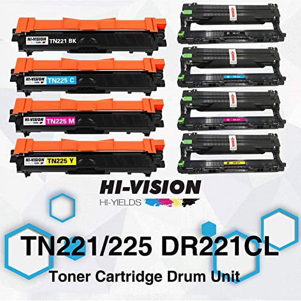 8-Pack (Toner & Drum) HI-Vision Compatible TN221 TN225 Toner Cartridge ...