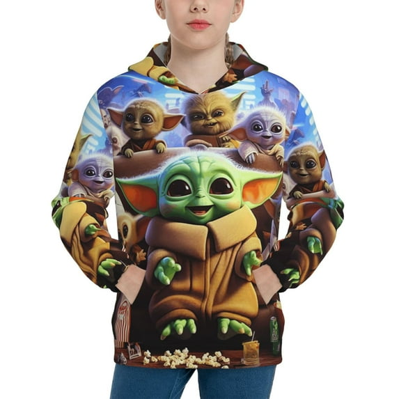 Baby Yoda Pullover Hoodie Long Sleeve Sweatshirt Without Drawstring for ...