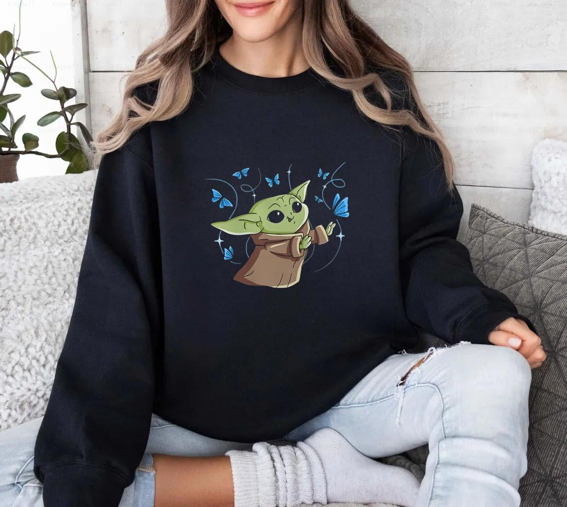 Baby Yoda Sweatshirt The Child Blue Graphic for Star Fans, for men ...
