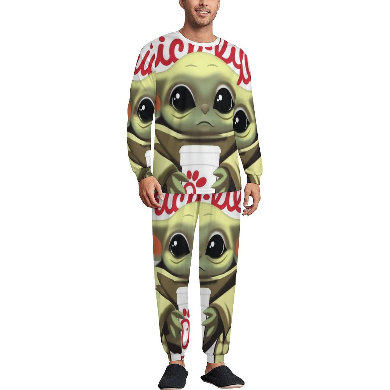 Baby Yoda Unisex Adults Round Neck Pajama Set Two Piece Set Pajama Suit ...