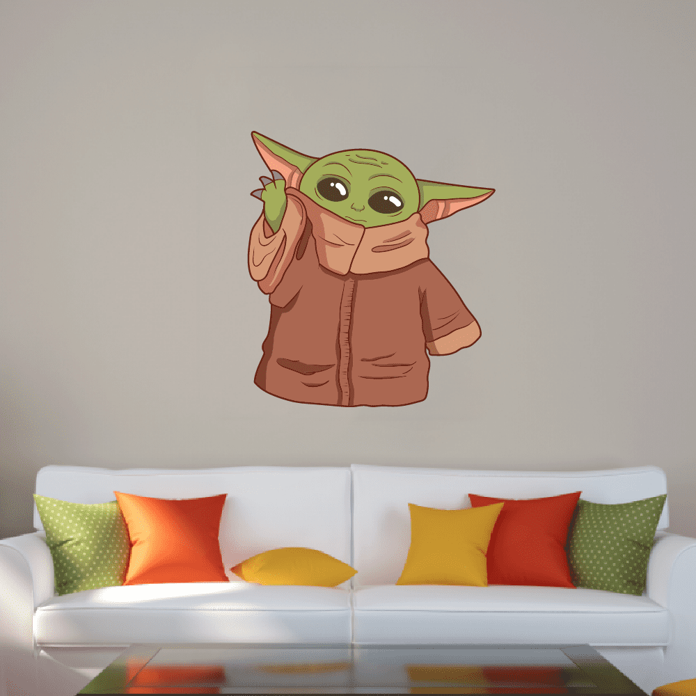 Baby Yoda Wave The Mandalorian Star Wars TV Show Series Wall Cartoon ...