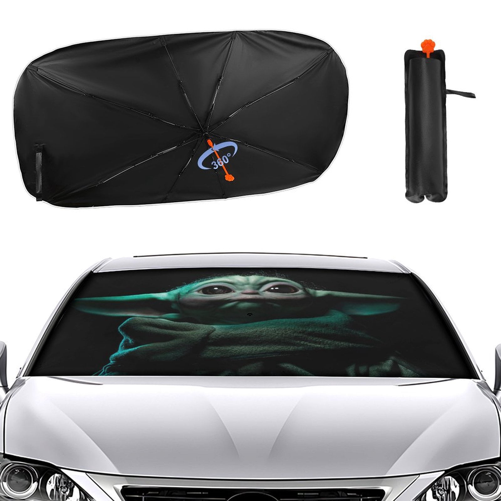 Baby Yoda Windshield Sun Shade Umbrella - Foldable Car Window Shades ...