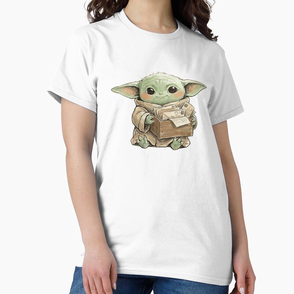 Baby Yoda with Drawer Full of Letters Vintage Grogu Ephemera Art T ...