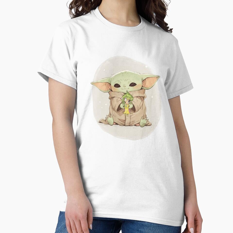 Baby Yoda with Pixie Ninfea Cute Magical Water Lily Fairy Chibi Art T ...