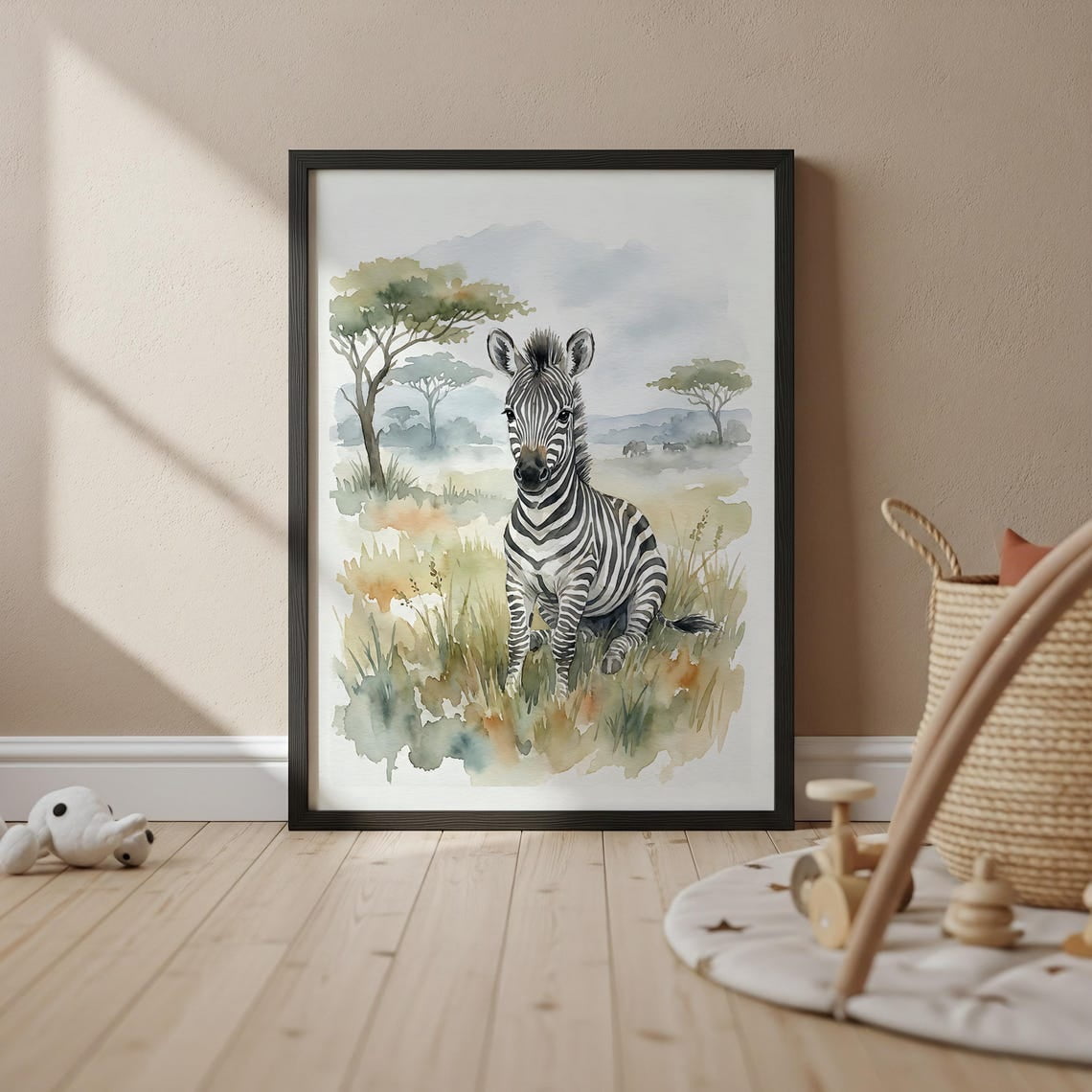 Baby Zebra Watercolour Print, Safari Nursery Wall Art, Unframed Paper ...