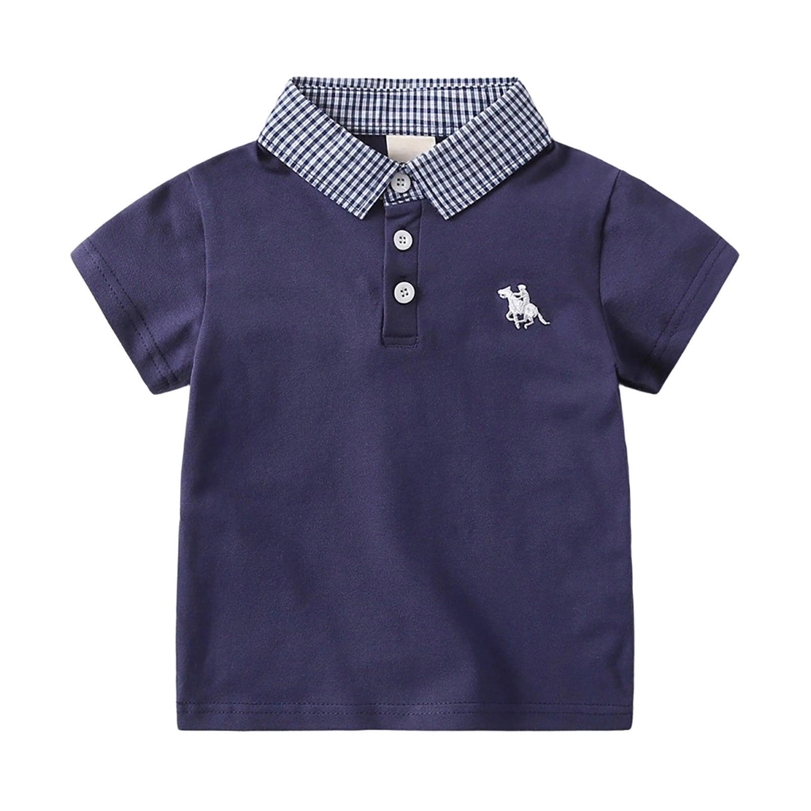 Baby and Toddler Boys Tops Short Sleeve Classic Plaid Collar Comfort ...