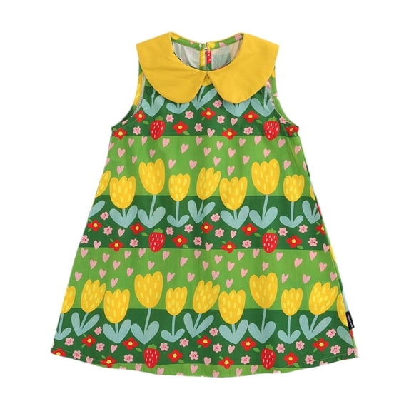 Baby and Toddler Girls Dresses Sleeveless Floral Printed Round Neck ...