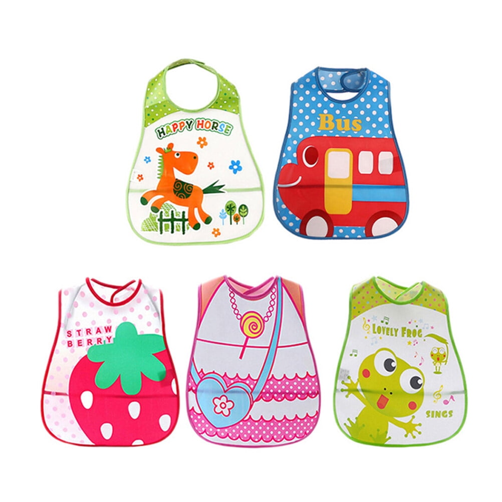 nicexmas Baby Bibs 5pcs, Adjustable EVA Plastic, Waterproof Feeding ...