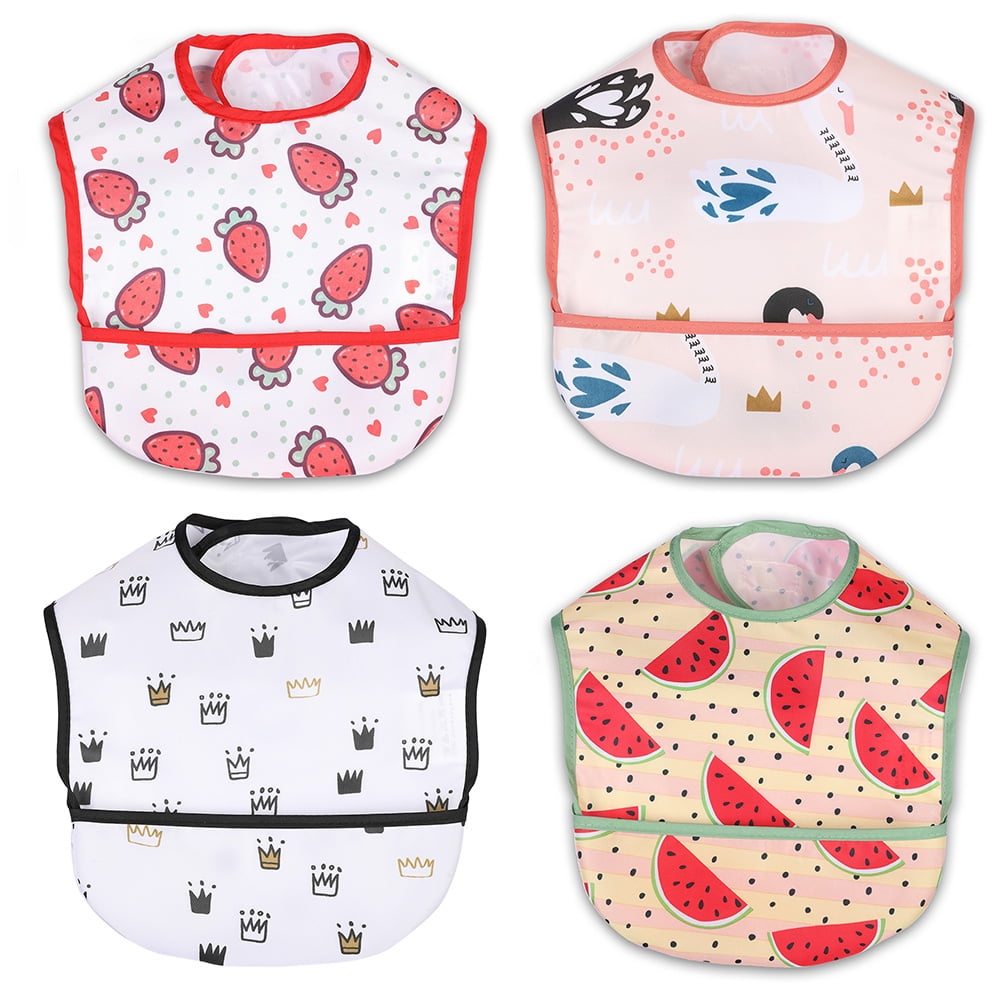 Baby bibs Waterproof Todder bib - Feeding Bib with Crumb Catcher Pocket ...