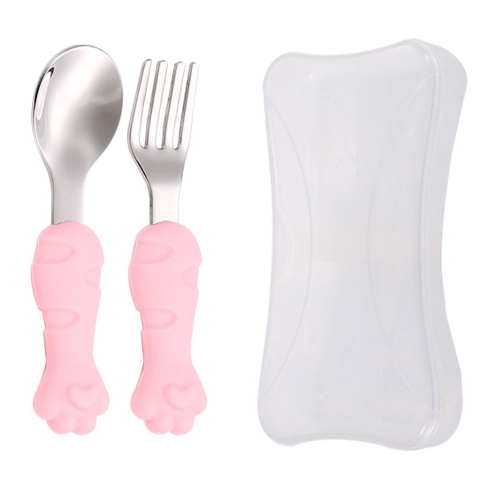 Baby fork and spoon set-baby training kit with portable box - Walmart.com