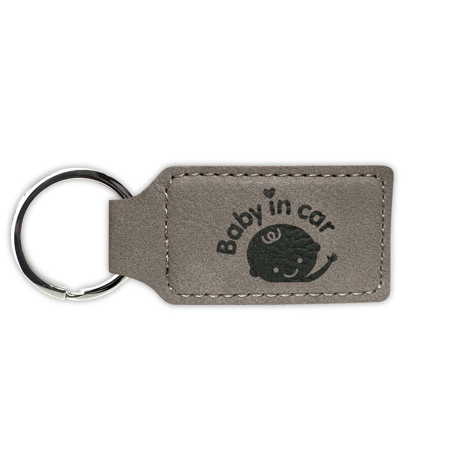 Baby in Car Keychain Leatherette Rectangle - Laser Engraved - Many ...