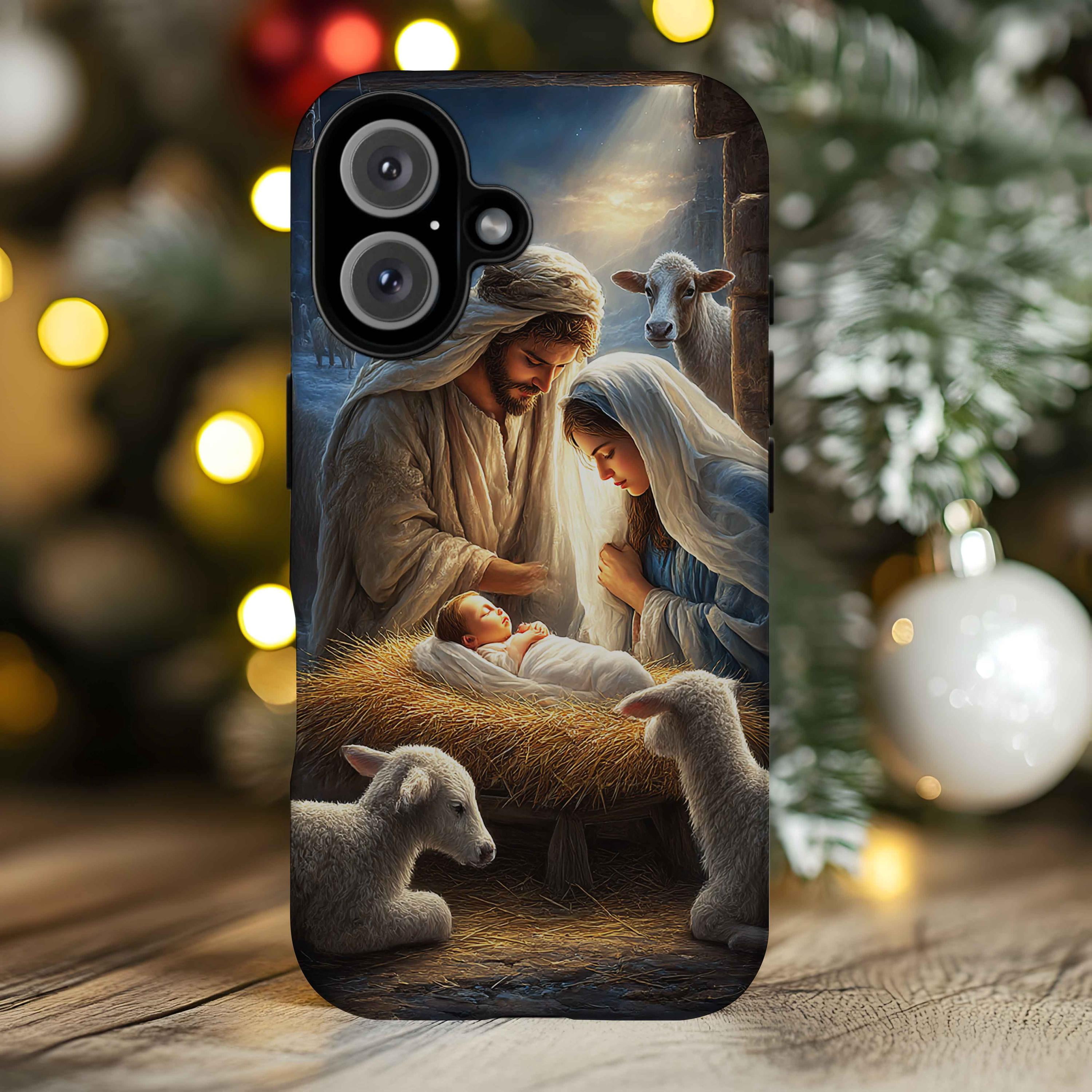Baby in Manger Christian Holiday Art Case for iPhone 17 11 12 13 14 15 ...