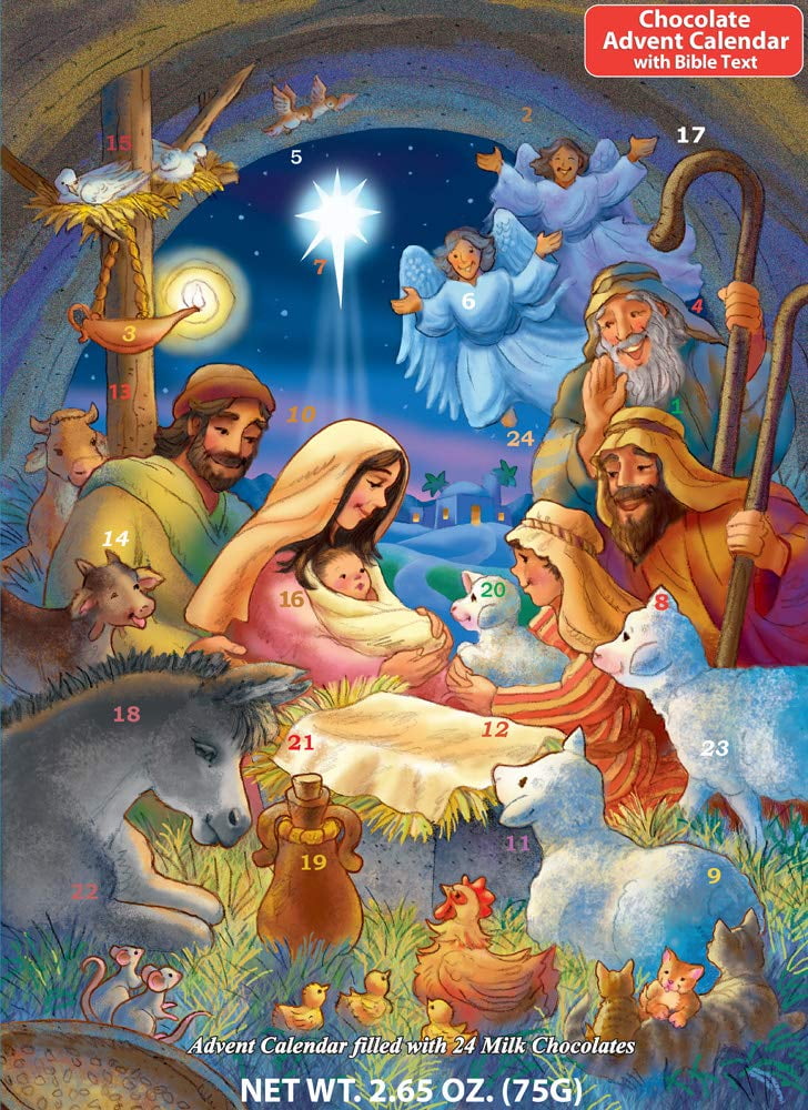 Baby in a Manger Chocolate Advent Calendar with Nativity Story ...