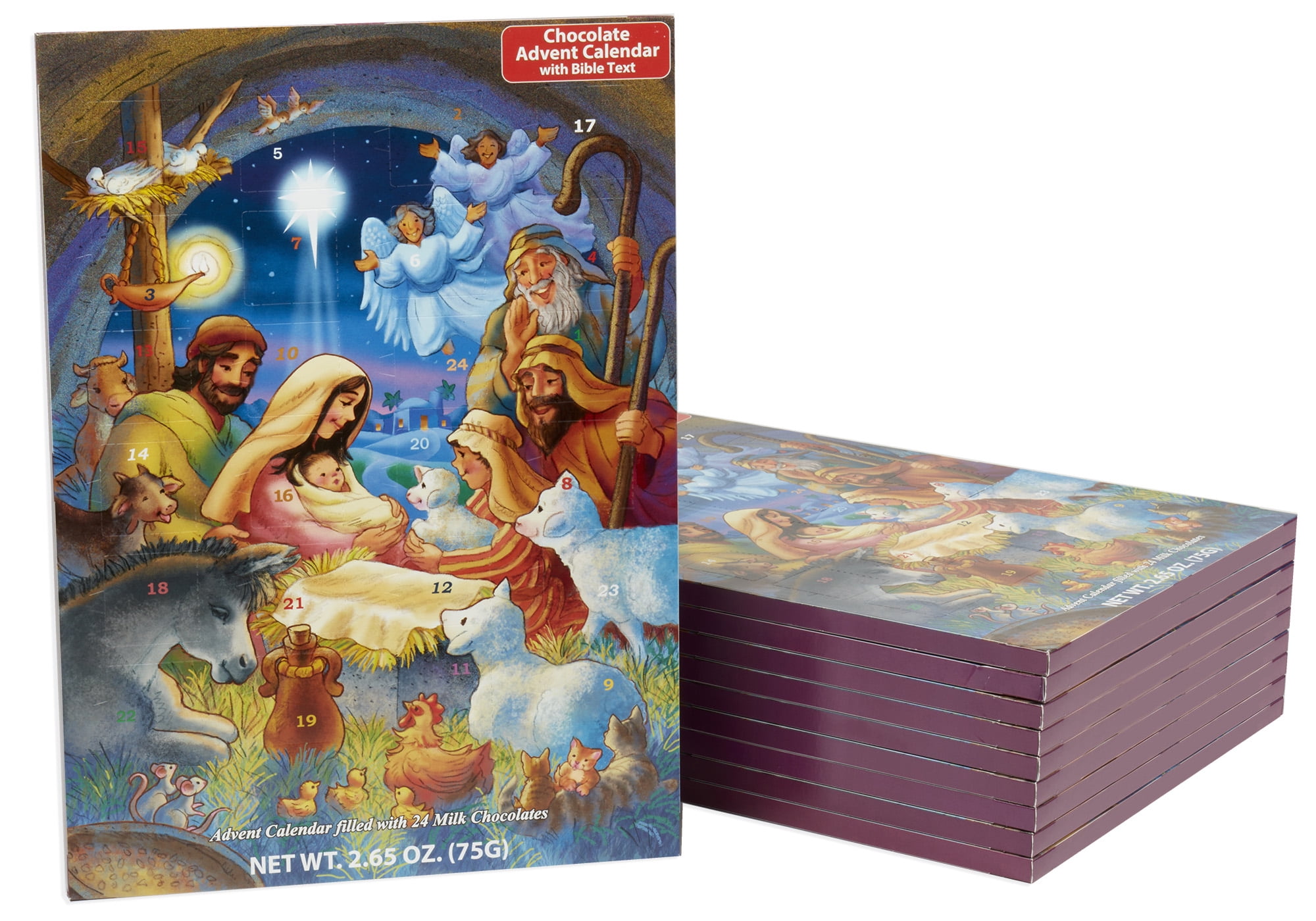 Baby in a Manger Chocolate Advent Calendars 10-Pack with Nativity Story ...