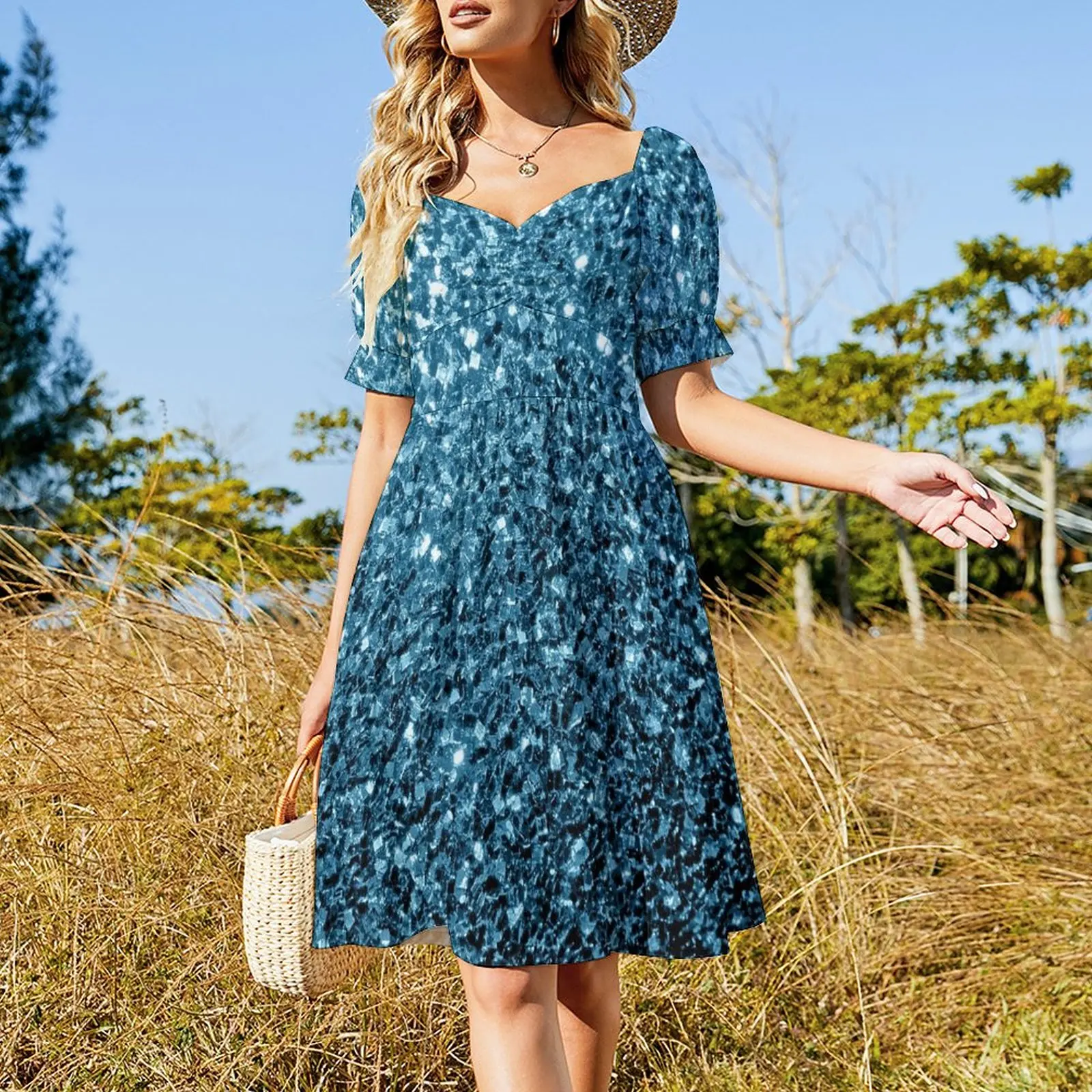 Baby light blue faux glitter sparkles Sleeveless Dress Dresses for ...