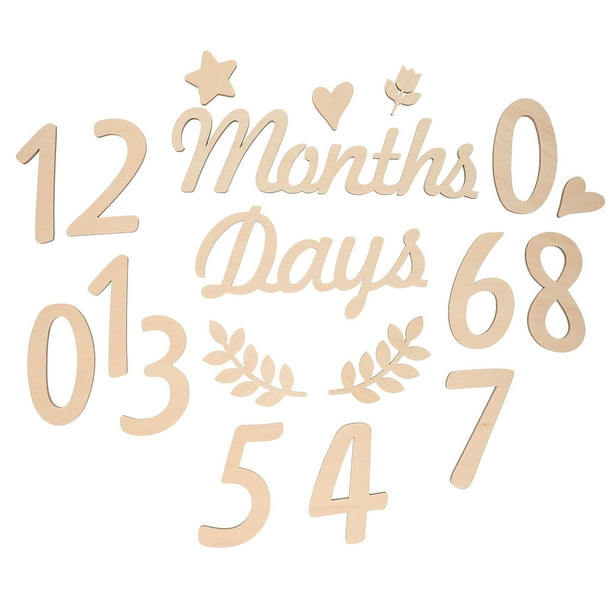 Baby milestone numbers 1 Set Baby Wood Monthly Milestone Baby Milestone ...