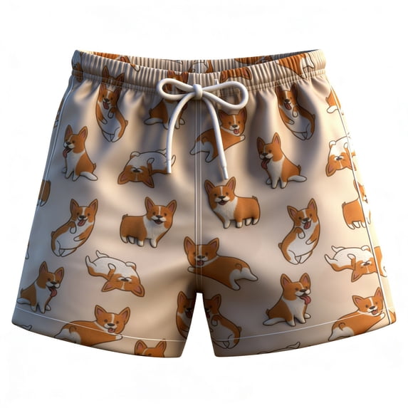 Baby Swimsuit Boy Size 4-5Y Cute Puppy Print Quick Dry Drawstring Swim ...