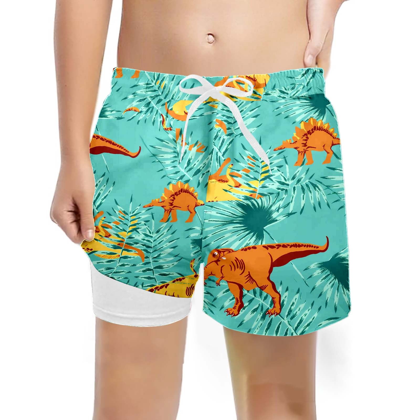 Baby Swimsuit Boy Size 8T Dinosaur Print Drawstring Quick Dry Flat ...