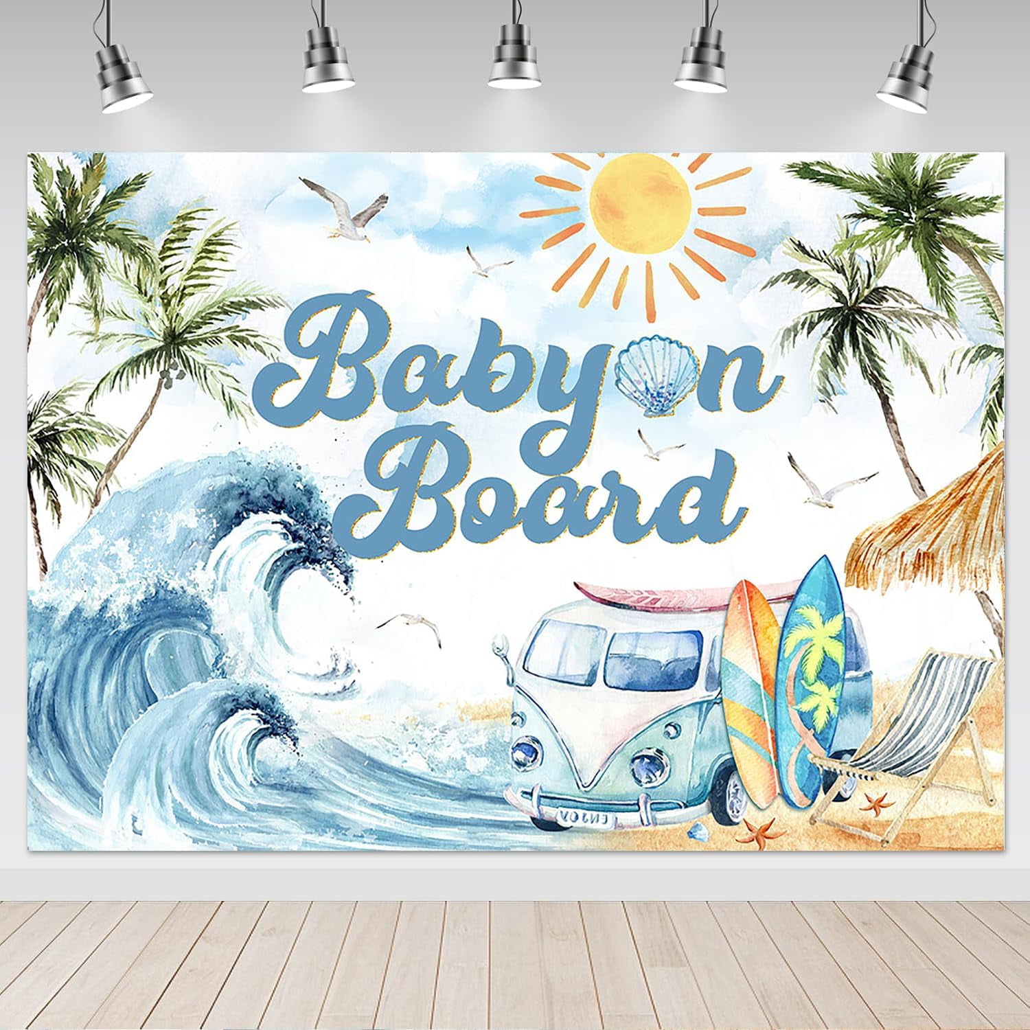 Baby on Board Backdrop Summer Beach Baby Shower Party Decorations ...