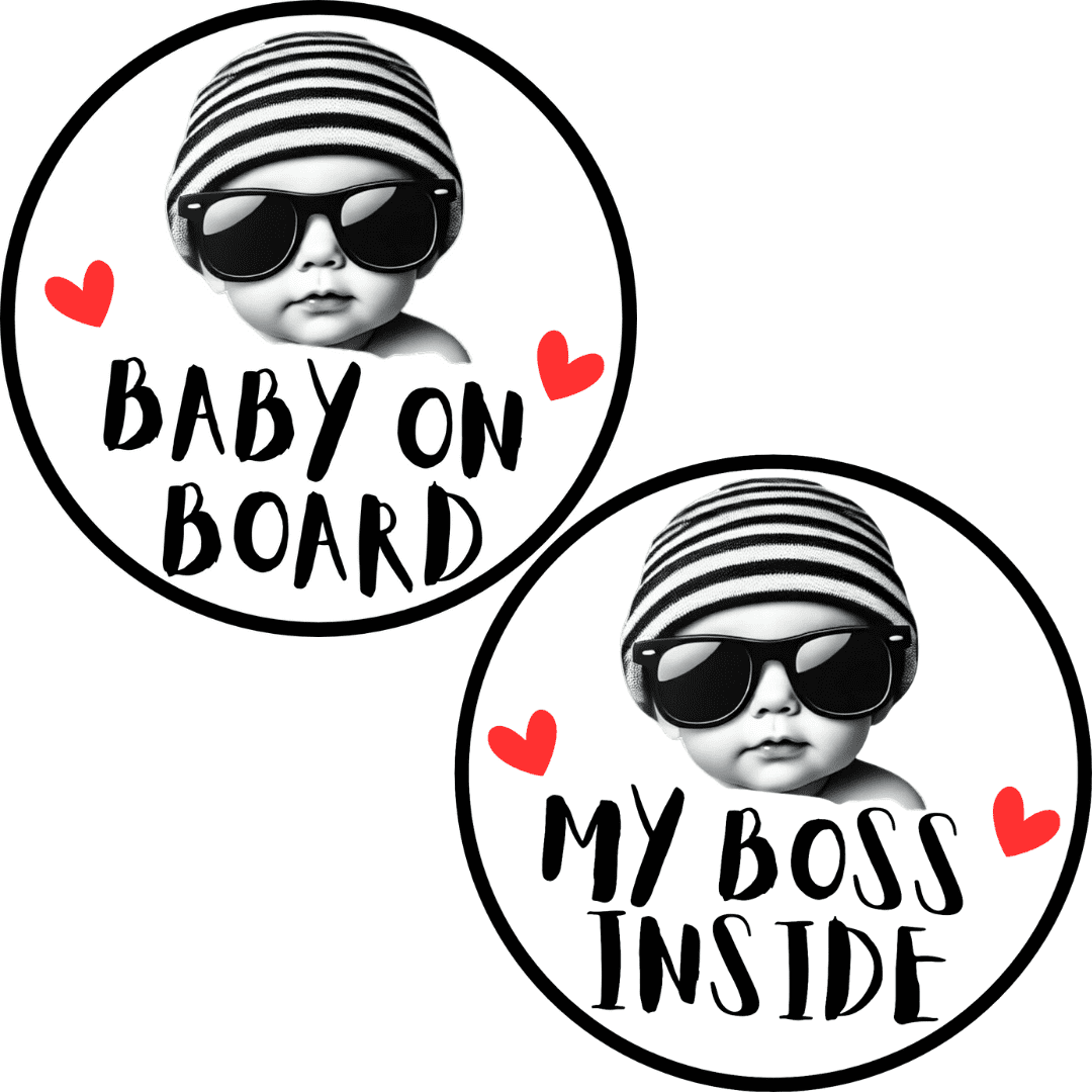 Baby on Board My Boss Inside Sticker Set, Funny Car Decal Cute Durable ...