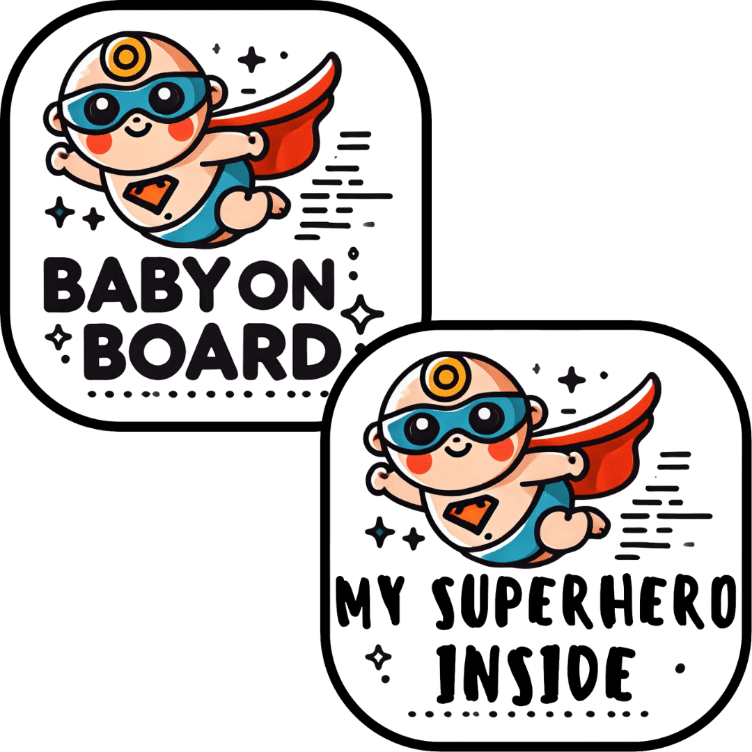 Baby on Board Sticker Car Safety Decals My Superhero Inside Funny Vinyl ...