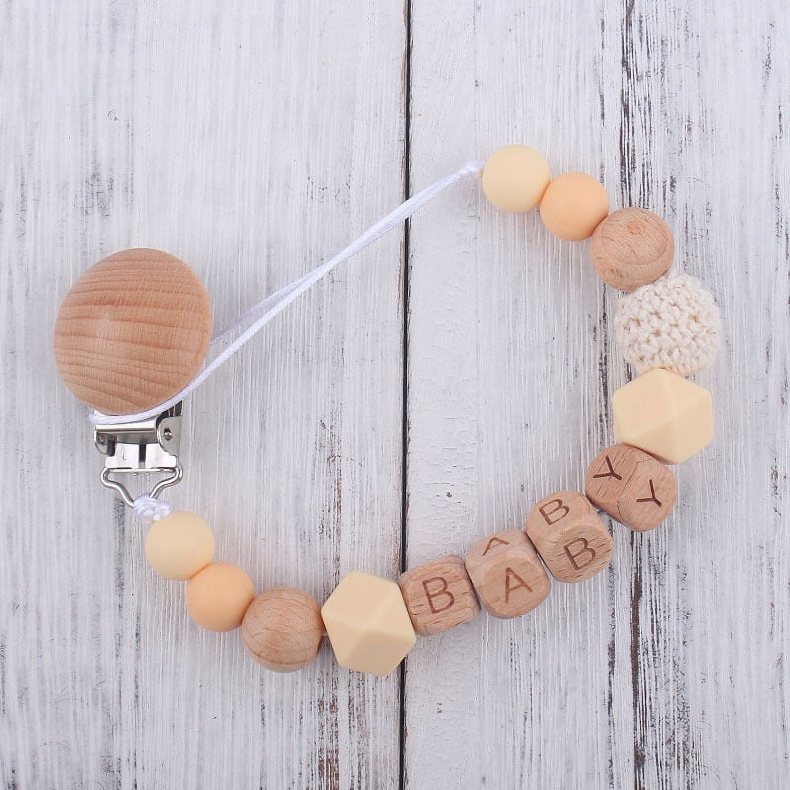 Baby products pacifier clip beech wood clip anti-drop chain silicone ...
