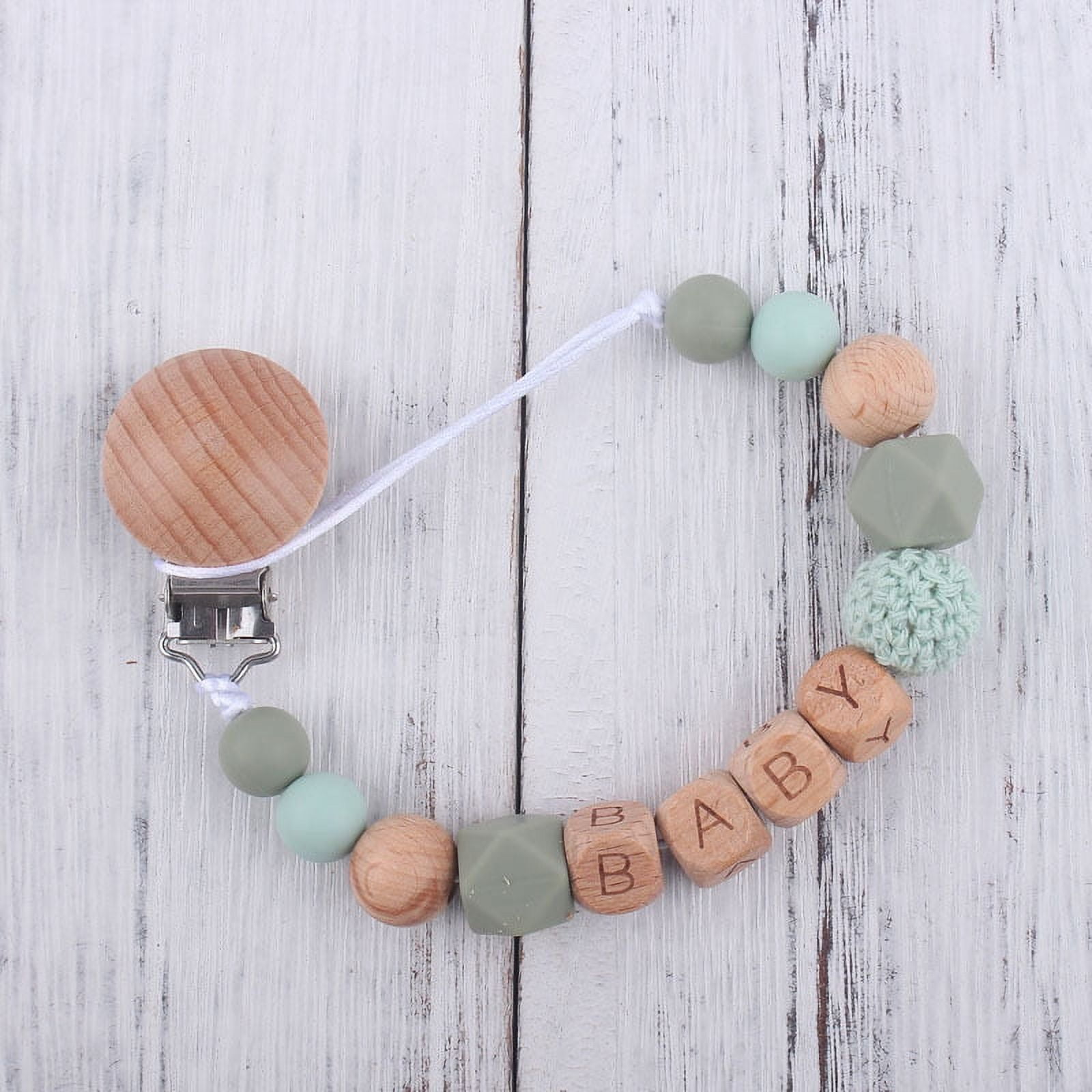 Baby products pacifier clip beech wood clip anti-drop chain silicone ...