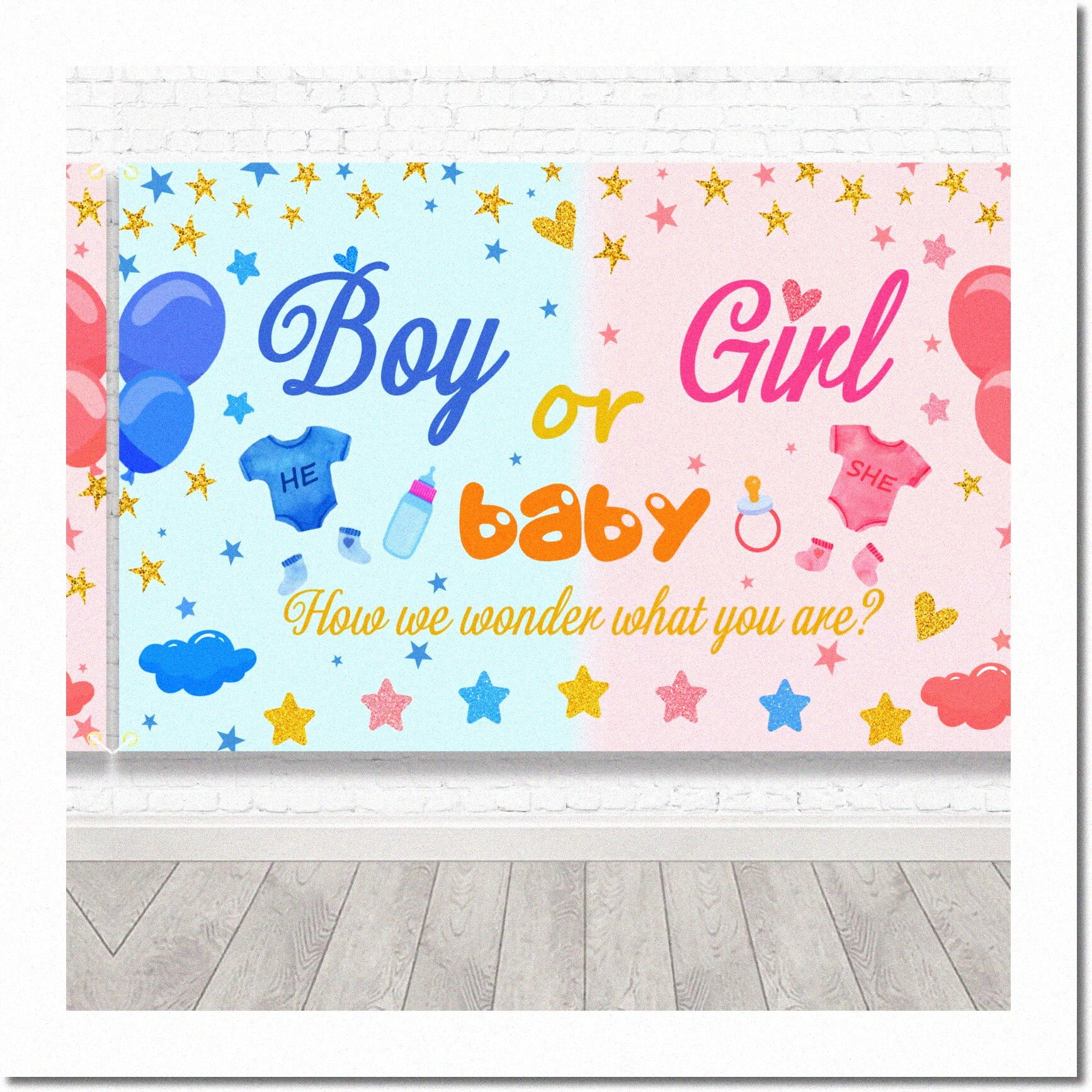 Baby's Big Reveal Banner: A Gender-Neutral Backdrop for Your Shower ...