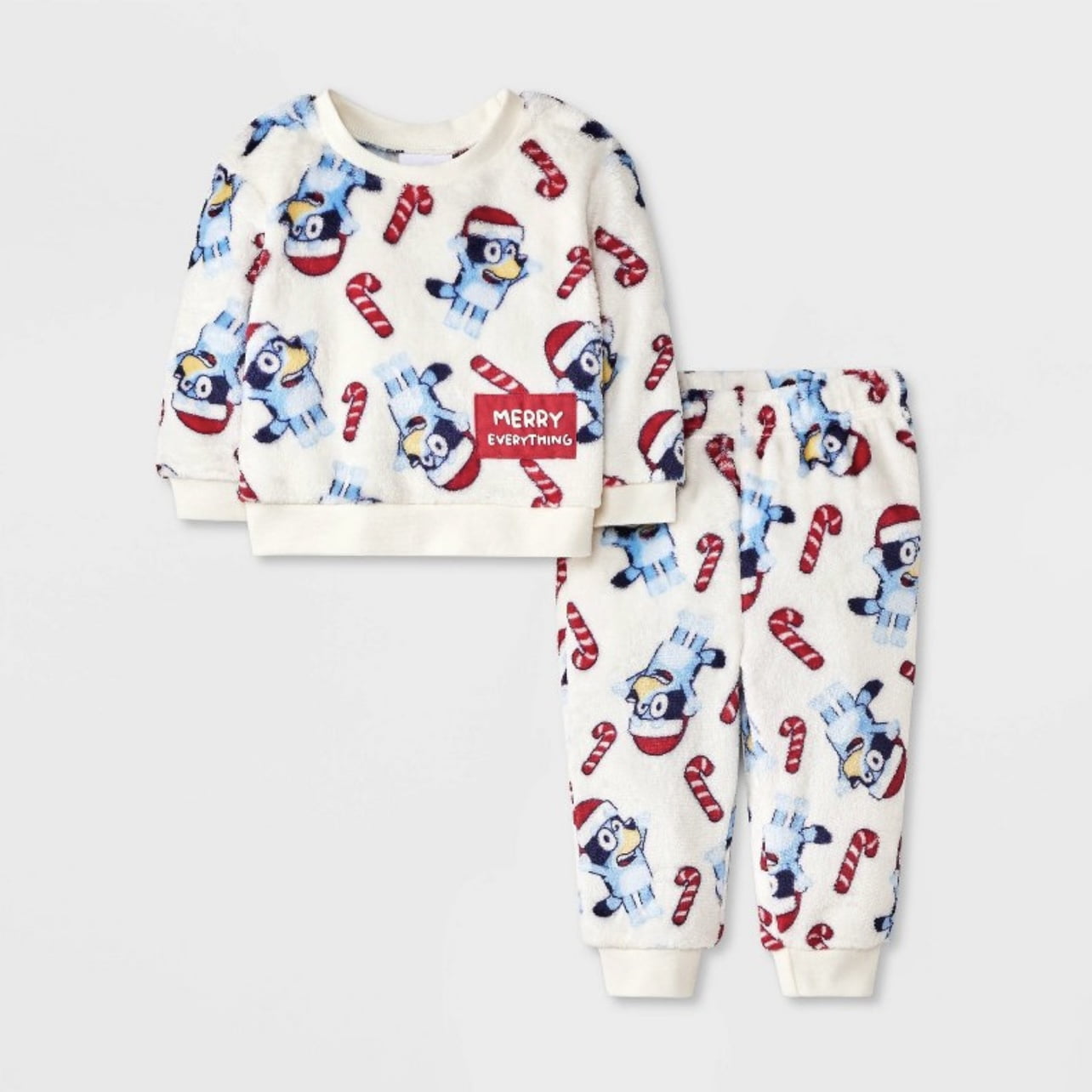 Infant & Toddler Boys Off White Bluey Christmas Sweater & Pants Outfit ...