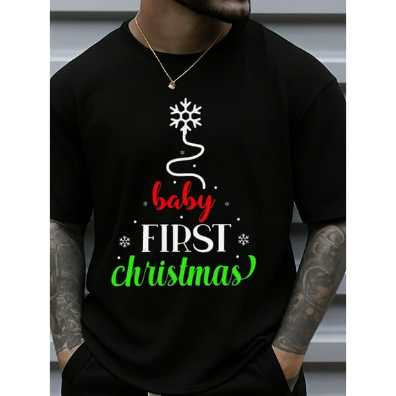 Baby's First Christmas Christmas graphic t shirts print mens 180G 100% ...