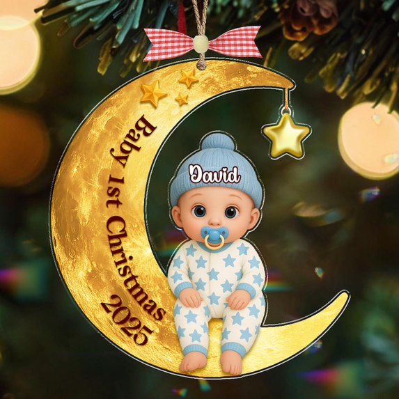 Baby's First Christmas Ornament – Custom Baby Name Keepsake, Newborn ...