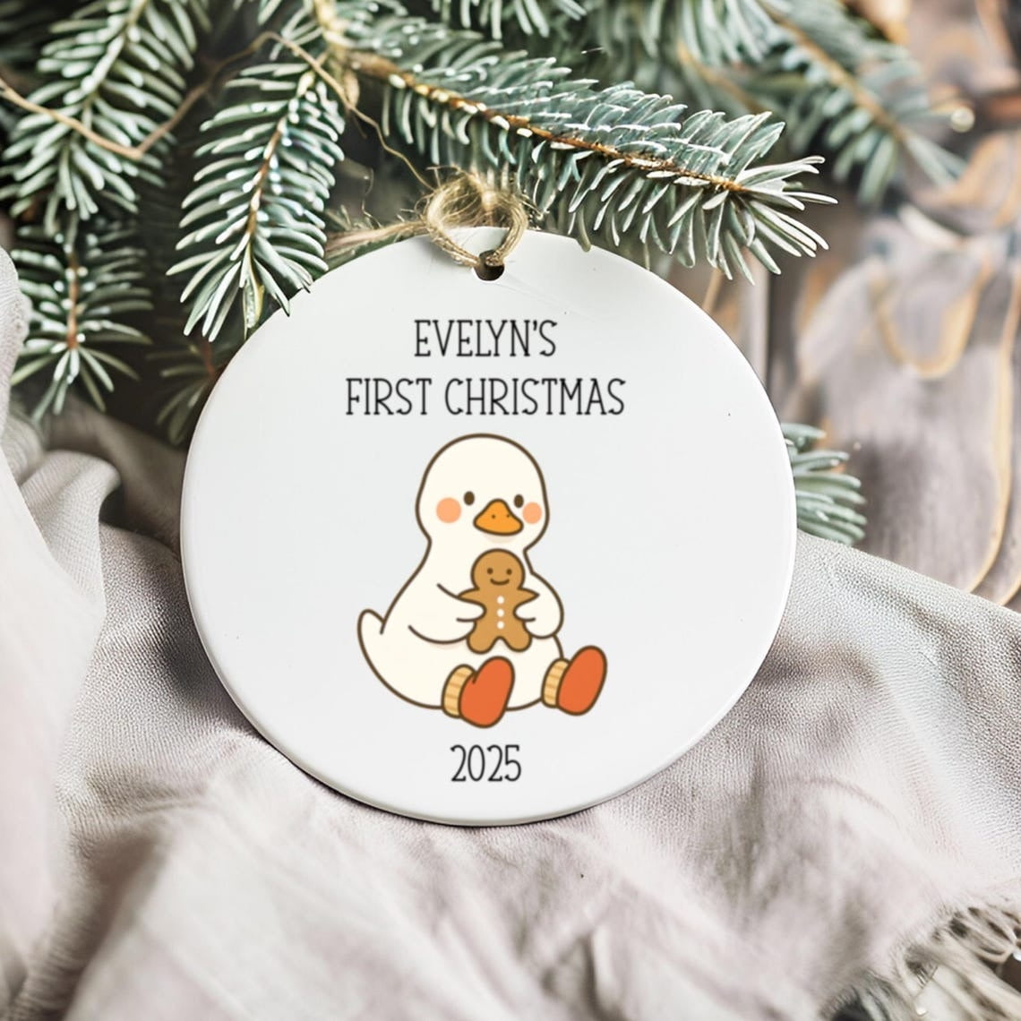 Baby’s First Christmas Ornament – Personalized Baby Goose with ...