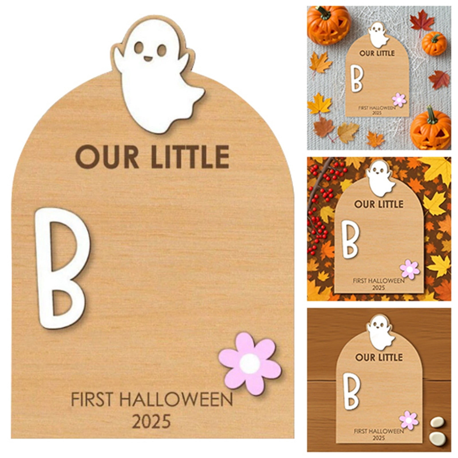 Baby's First Halloween Footprint Sign Craft, Wooden Milestone Card DIY ...