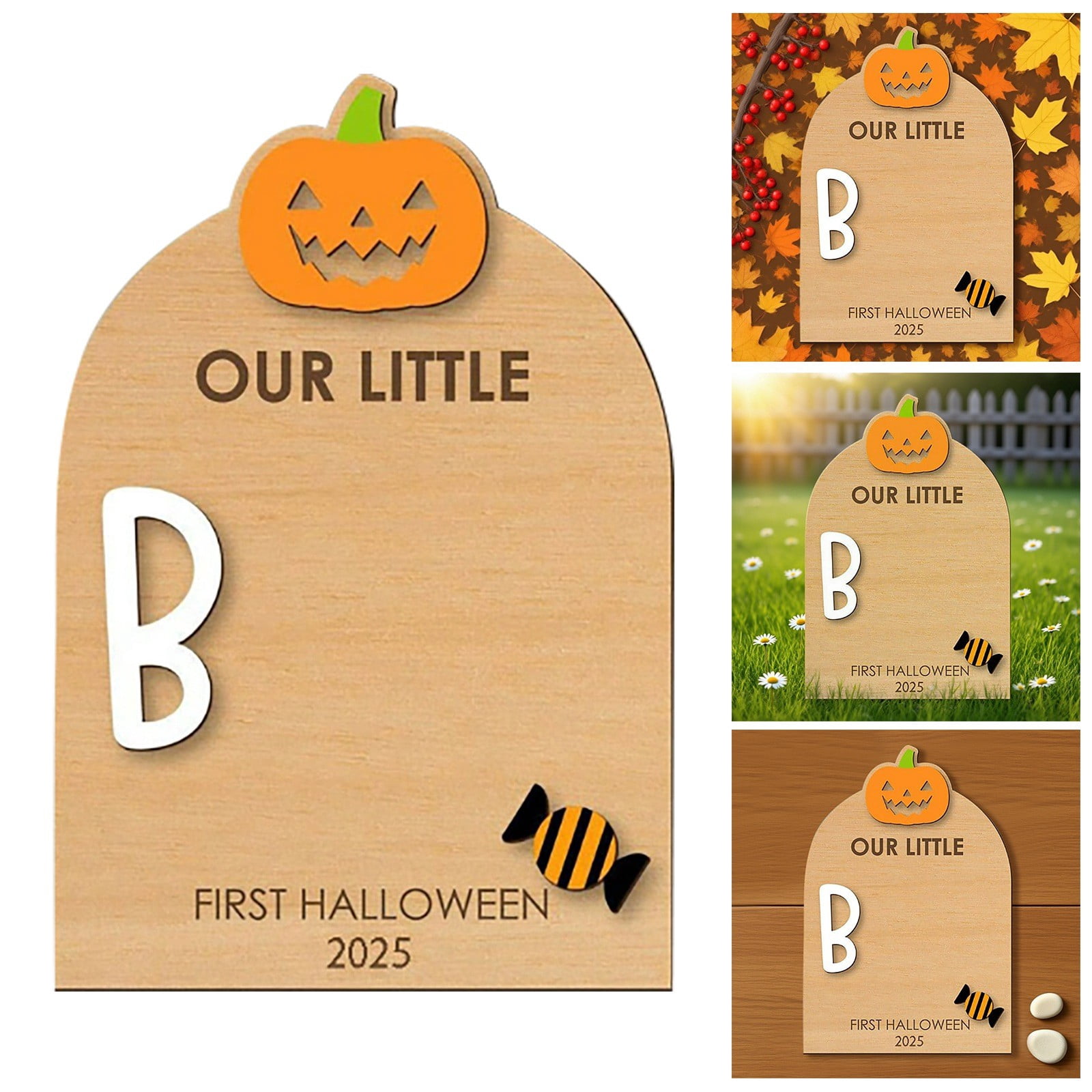Baby's First Halloween Footprint Sign Craft, Wooden Milestone Card DIY ...