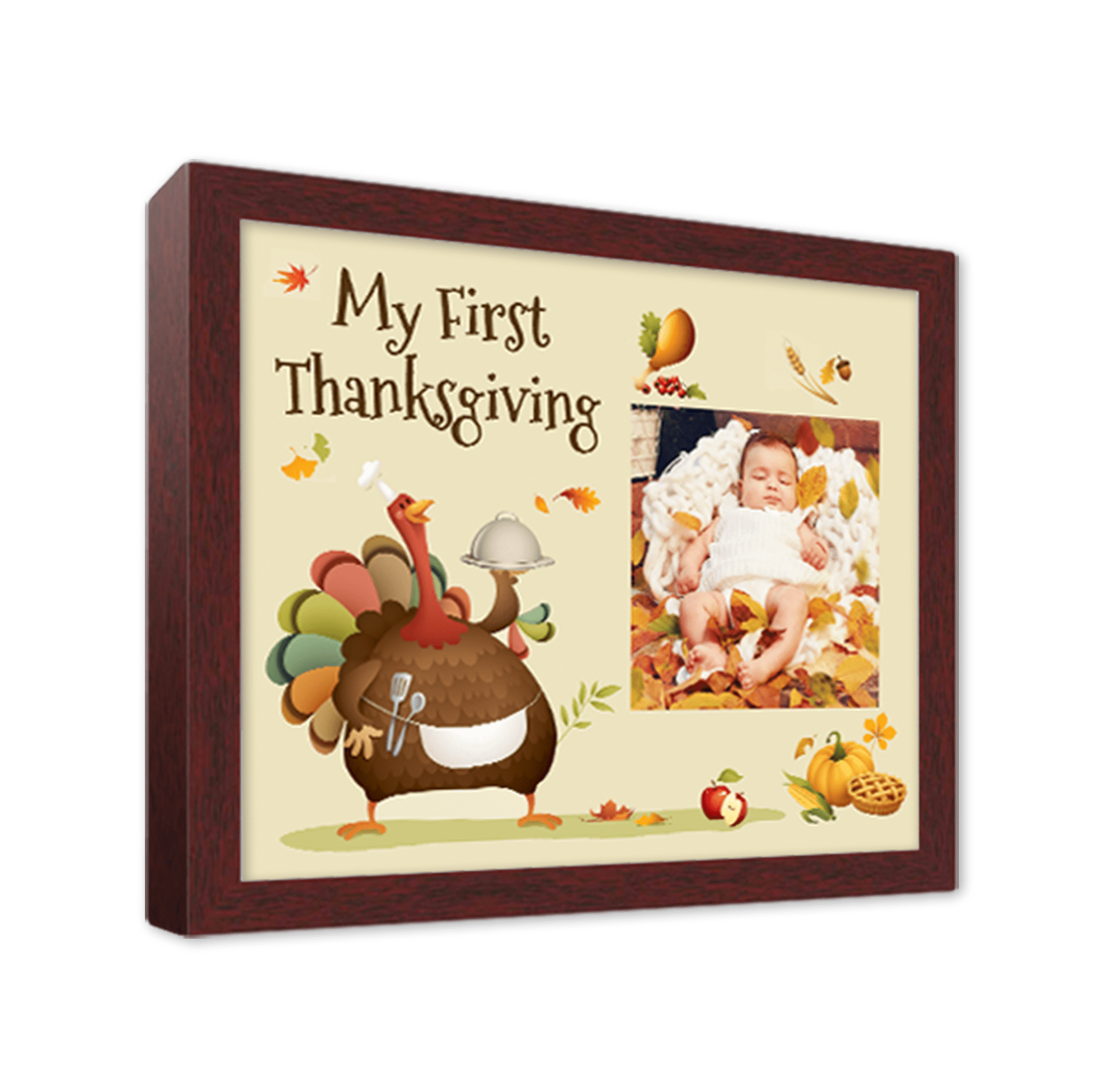 Baby's First Thanksgiving Frame Brown Wood Frame with Thanksgiving ...
