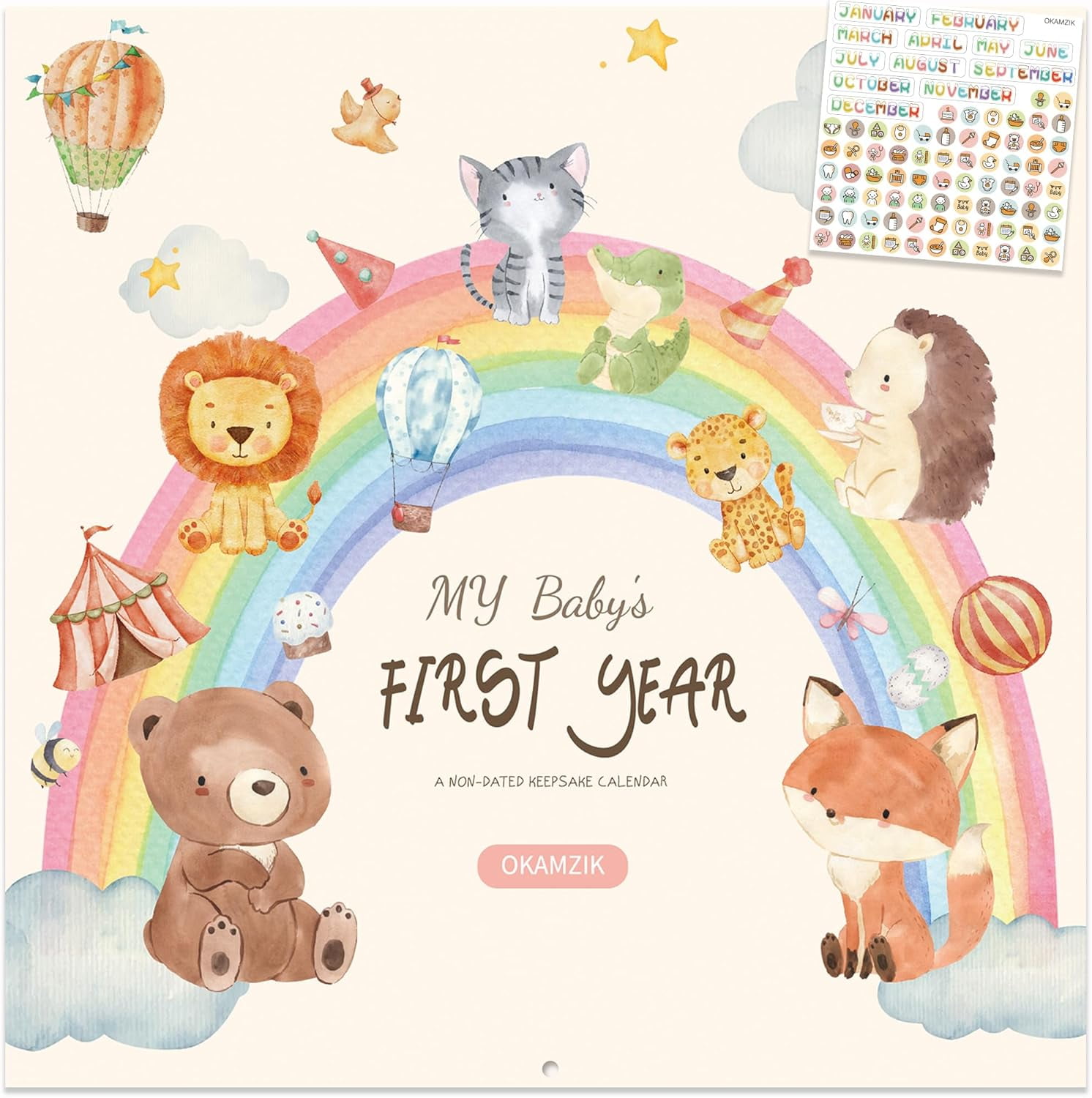 Baby's First Year Calendar, Memory Book with Milestone Stickers and ...