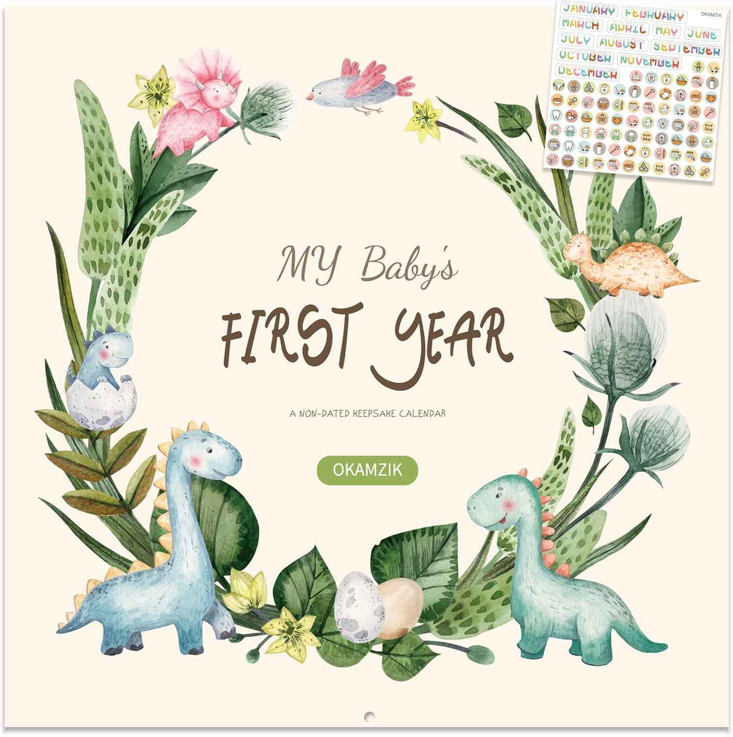 Baby's First Year Calendar, Memory Book with Milestone Stickers and ...