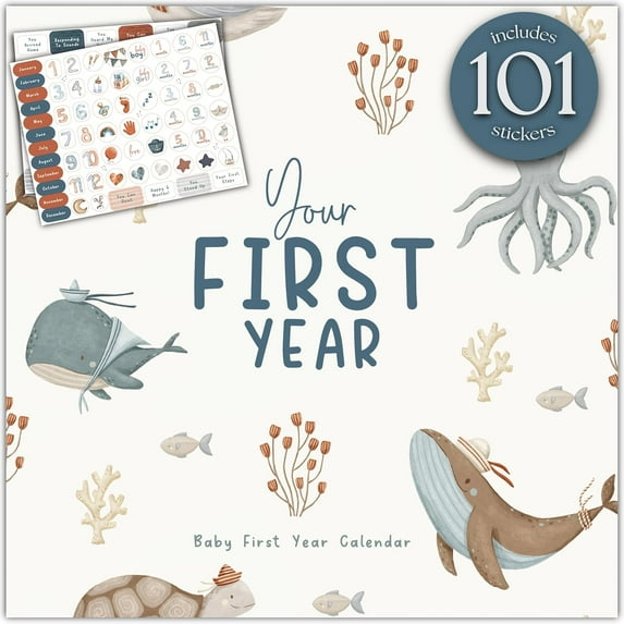 Baby's First Year Memory & 1st Year Calendar with 100 Stickers | Baby's ...