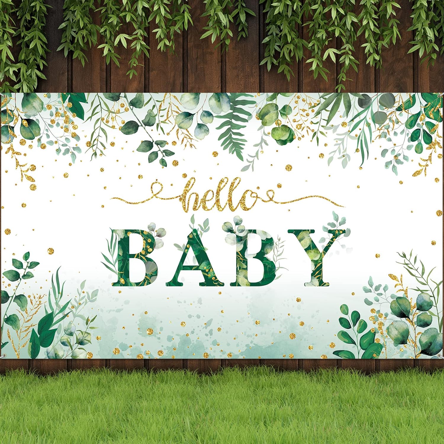 Baby shower backdrop safari baby shower sage green baby shower ...