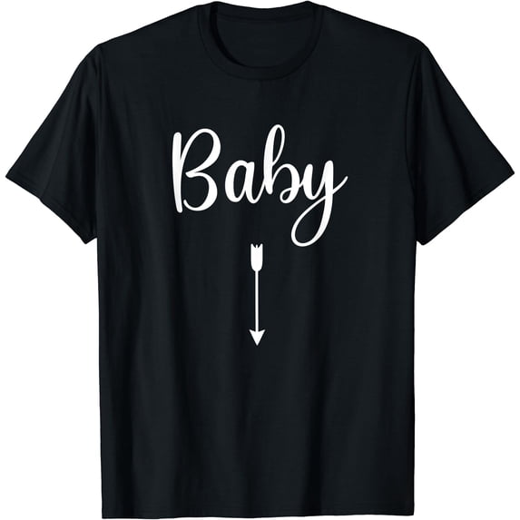 Baby with Arrow Pointing Down to Belly Matching Pregnancy T-Shirt ...