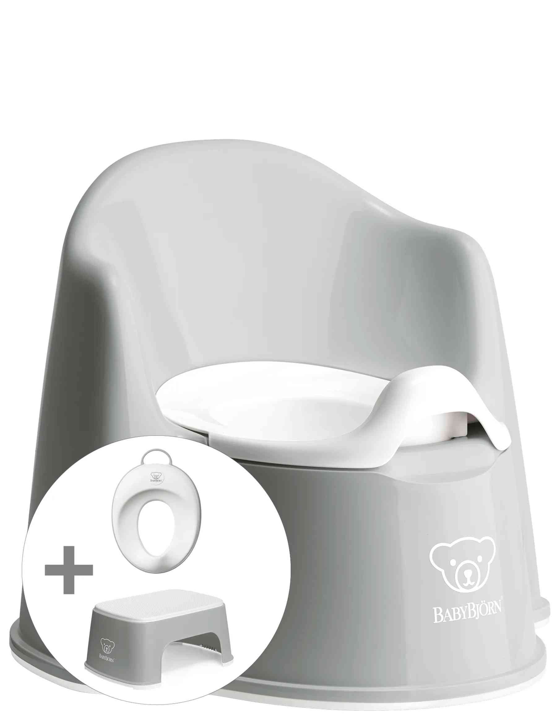 BabyBjorn Multifunctional Infant Potty Training Bundle, Grey/White ...