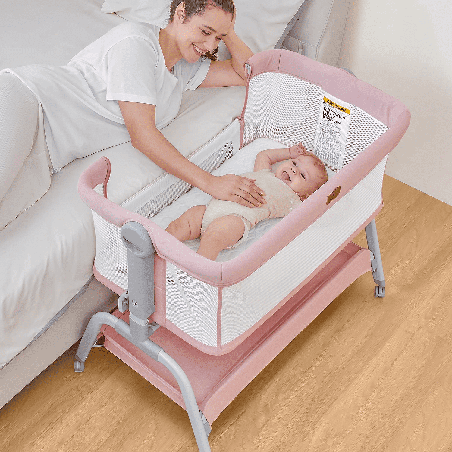 BabyBond Baby Bassinet 3 in 1 Bedside Sleeper with Washable Mattress ...