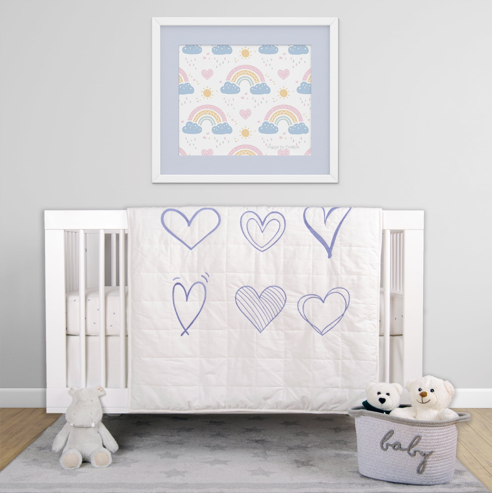 BabyFad Cashmere Heart 2 Heart 100% Cotton 3 Piece Baby Crib Bedding ...