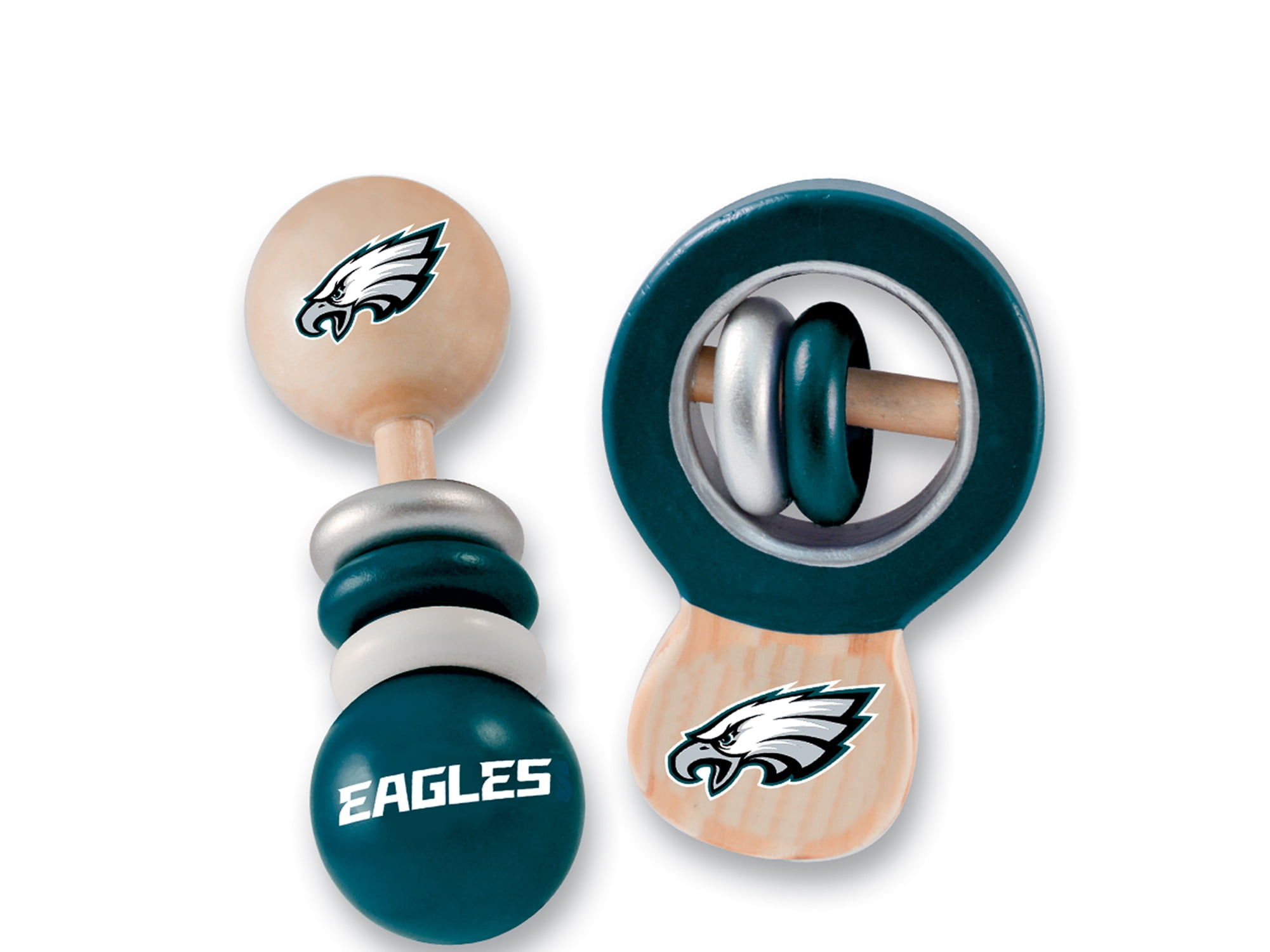 BabyFanatic Infant Football Newborn Gift - Wood Rattle 2 Pack, NFL ...