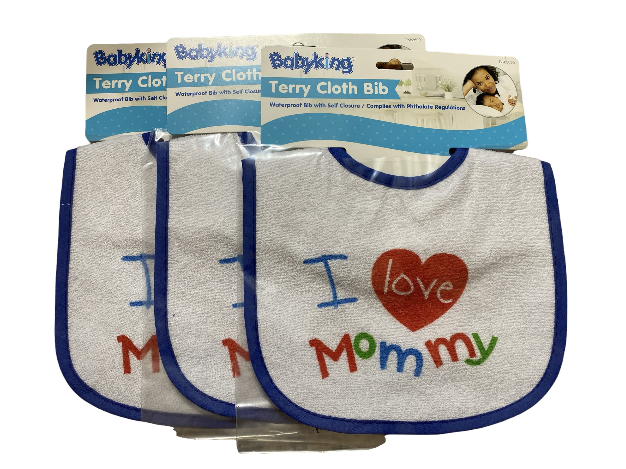 BabyKing Terry Cloth Bib Waterproof Bib with Self Closure Complies with ...