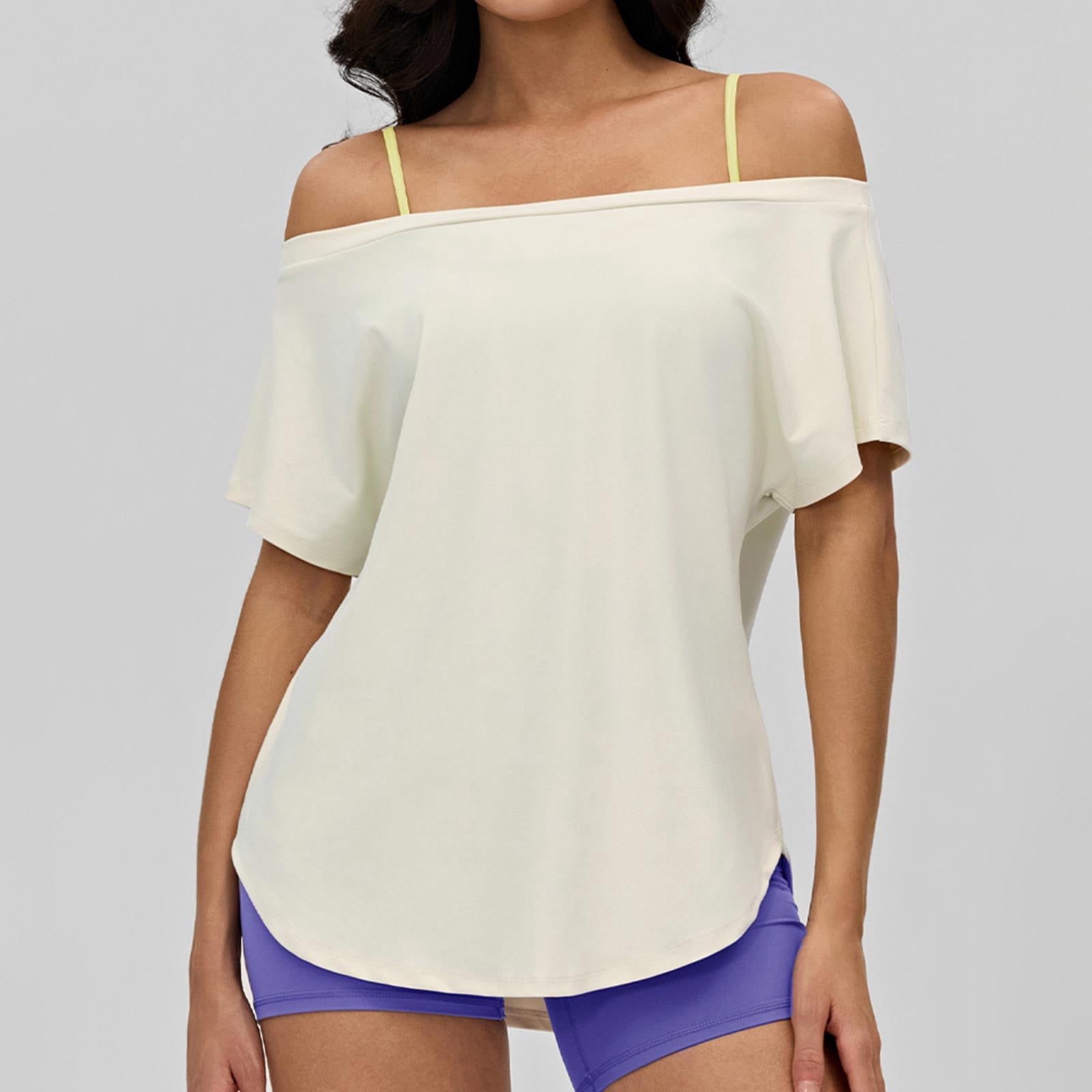 Babybule Women's Short Sleeve Boat Neck Loose Workout Top, Breathable ...