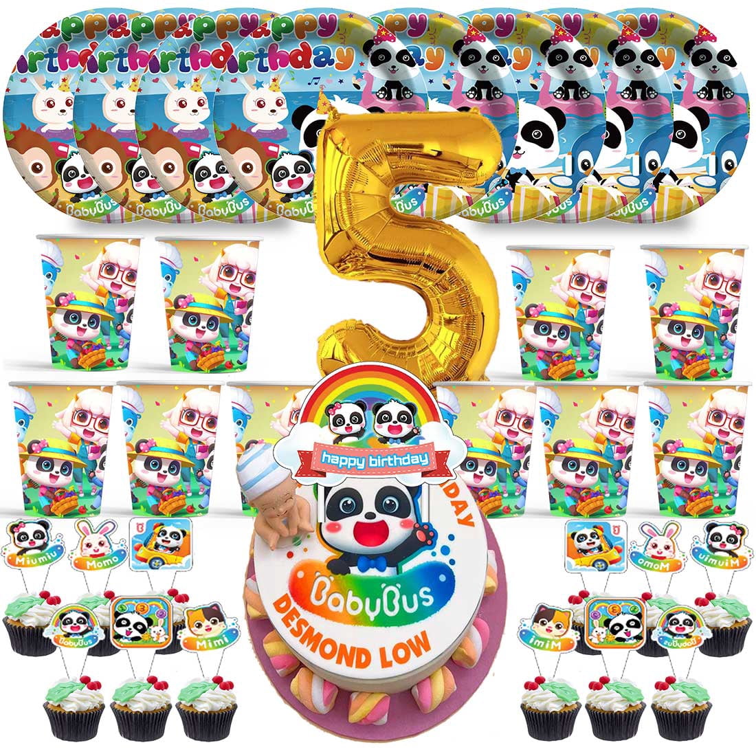 Babybus Baby Bus Birthday 5th Cups Party Supplies Plates Fans ...